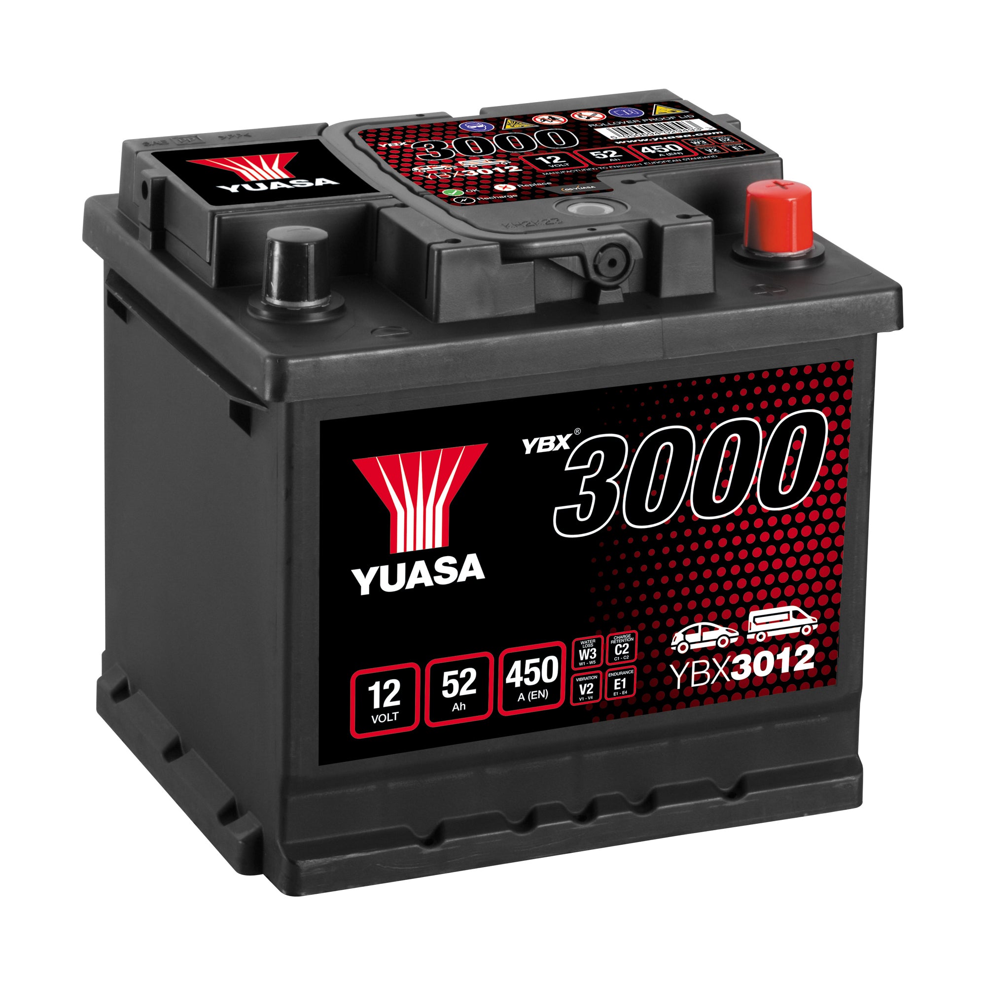 YBX3012 12v 52Ah 450A Yuasa SMF Battery – McMartins